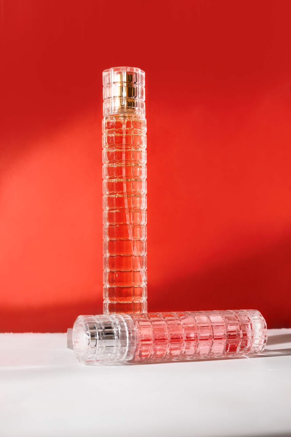 Grid Texture 30ml 50ml Cylinder Clear Glass Perfume Bottle - Xuzhou OLU ...